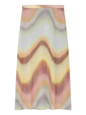 Paul Smith Gradient Wave Crinkle Georgette Midi Skirt - Multicolour