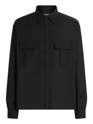 Dolce & Gabbana Wool Blend Canvas Shirt - Black