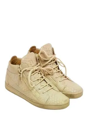 GIUSEPPE ZANOTTI Kriss Embossed Leather High-top Sneakers - Neutrals