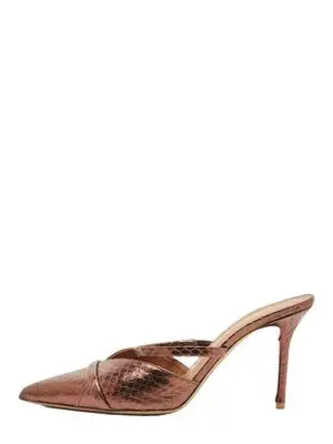 MALONE SOULIERS Snakeskin-embossed Mules - Brown