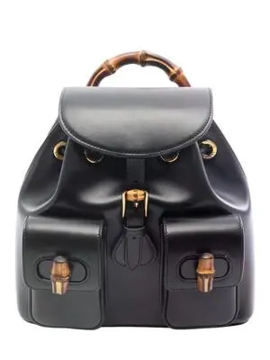 Gucci 2016-2026 Calfskin Bamboo Backpack - Black