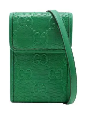Gucci Gg Embossed Flap Crossbody Bag - Green