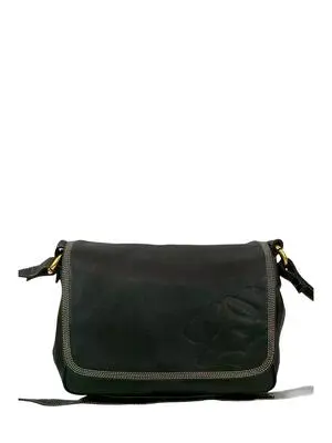Loewe Leather Anagram Flap Crossbody Bag - Black