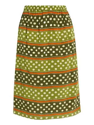 Marni Printed Silk Crepe De Chine Skirt - Leaf Green