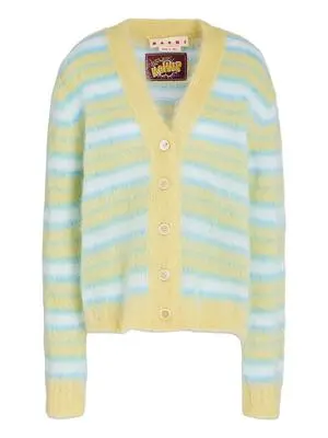 Marni Striped Mohair-blend Cardigan - Pastel Yellow