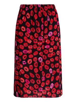 Marni Printed Crepe Skirt - Tomato Red