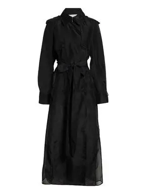 Gabriela Hearst Eithne Pleated Silk-organza Trench Coat - Black