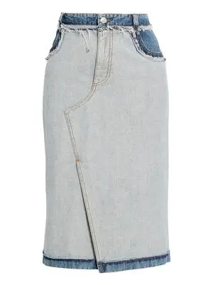 Marni Frayed Denim Skirt - Light Denim