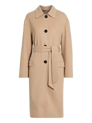 Marni Belted Embroidered Wool And Cashmere-blend Felt Coat - Neutral