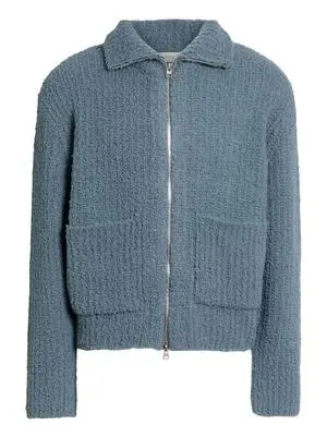 LE17SEPTEMBRE Ribbed Bouclé-knit Wool-blend Zip-up Sweater - Slate Blue