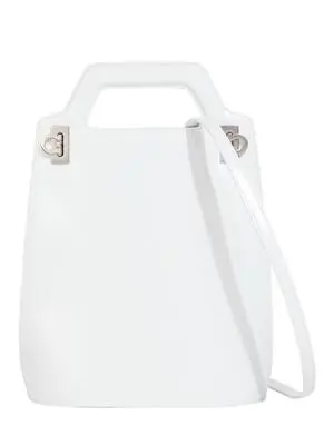 FERRAGAMO Wanda Mini Patent-leather Tote - White
