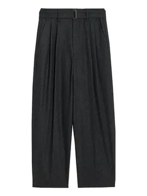 LE17SEPTEMBRE Belted Tapered Wool-blend Pants - Dark Gray