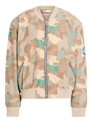 Acne Studios Camouflage Print Slub Cotton-blend Bomber Jacket - Pastel Orange