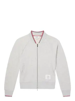 Thom Browne Logo-appliquéd Striped Cotton-piqué Bomber Jacket - Gray