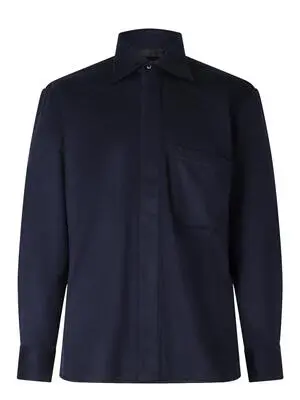 SAMAN AMEL Cashmere Shirt Jacket - Blue