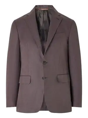 Canali Kei Linen And Silk-blend Suit Jacket - Purple