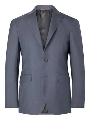 Canali Kei Super 30s Wool Blazer - Blue