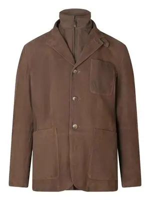Canali Bruma Layered Suede Jacket - Brown