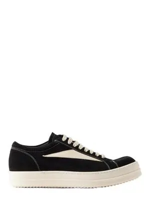 Rick Owens Leather-trimmed Suede Sneakers - Black
