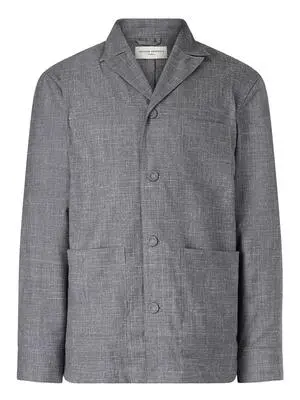 Officine Générale Sheldon Camp-collar Virgin Wool, Silk, And Linen-blend Suit Jacket - Gray