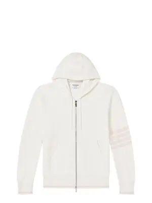 Thom Browne Striped Cotton Zip-up Hoodie - White