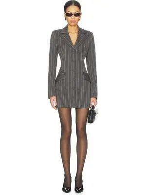 Fleur Du Mal Maxwell Blazer Dress - Dark Grey Pinstripe