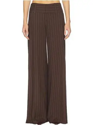 Alice + Olivia Olivia Wide Leg Flare Pant - Dark Chocolate & Off White