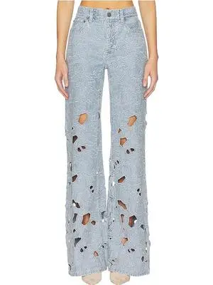 Alice + Olivia Chic Eyelet Jean - Rockstar Blue