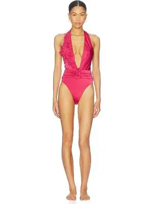 PatBO Sunstone Plunge Bodysuit - Dark Pink