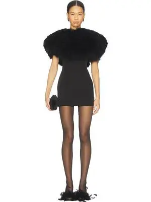 Giuseppe Di Morabito Crepe Mini Dress With Faux Fur - Black