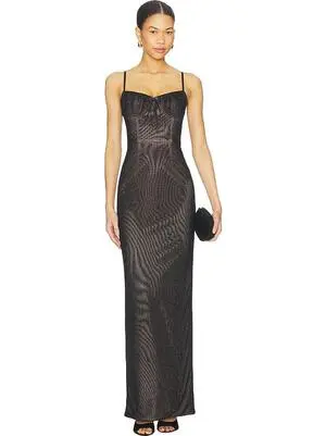 AREA Crystal Hotfix Gown - Black
