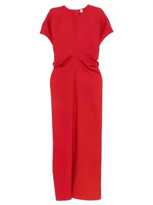 TOTEME Slouch-waist Short-sleeve Midi Dress - Red