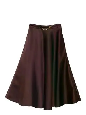 Elisabetta Franchi Chain-embellished A-line Midi Skirt - Brown