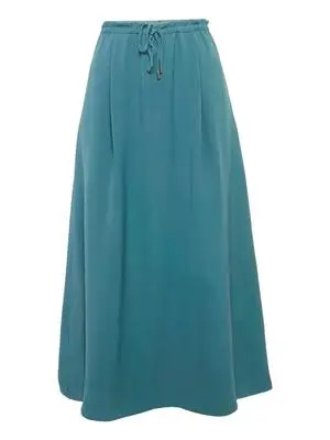 LORO PIANA Silk Drawstring Midi Skirt