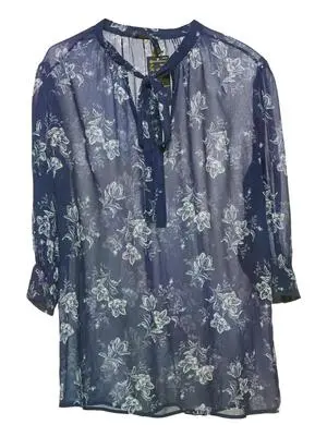 Polo Ralph Lauren Chiffon Floral Print Top - Blue