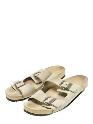 Brunello Cucinelli Suede Buckle Flat Sandals - Neutrals