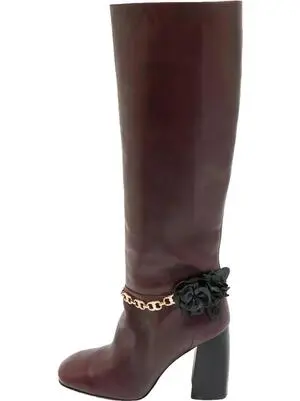 Tory Burch Leather Chain Knee-high Boots - Brown