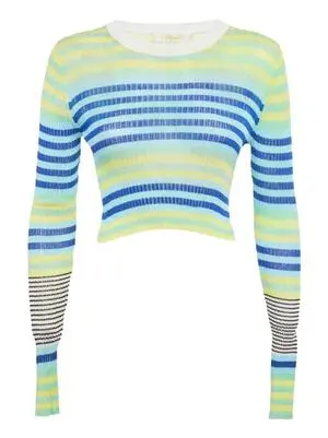 Diane Von Furstenberg Knit Striped T-shirt - Blue