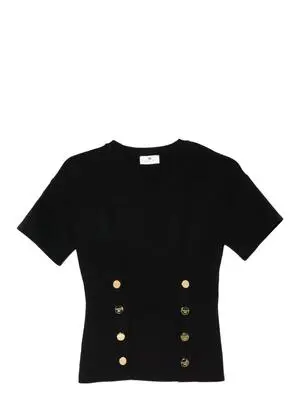 Elisabetta Franchi Button-detail T-shirt - Black