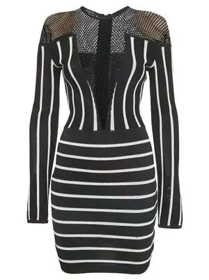Balmain Striped Mini Dress - Black