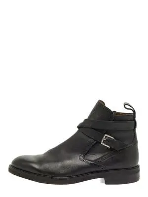 FERRAGAMO Leather Buckle-fastening Boots - Black