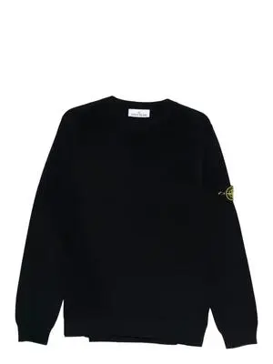 Stone Island Crew-neck Logo-patch Sweater - Blue