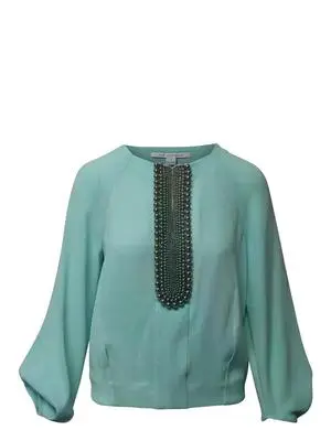 Diane Von Furstenberg Embellished Long-sleeve Top - Blue