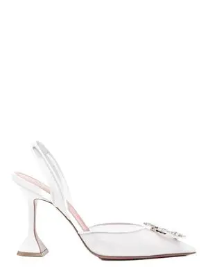 Amina Muaddi Begum Mesh Sling Pumps - White