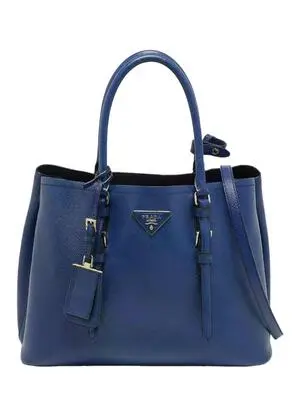 Prada 2014 Signature Leather Tote Bag - Blue