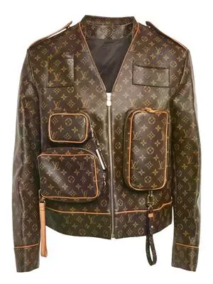 LOUIS VUITTON Monogram Faux-leather Jacket - Brown