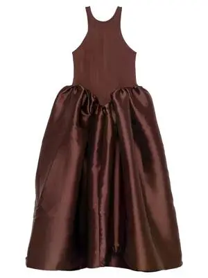 MARQUES' ALMEIDA Satin-skirt Midi Dress - Brown