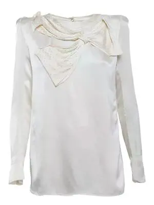 Balmain Satin Blouse With Bow Detail - Neutrals