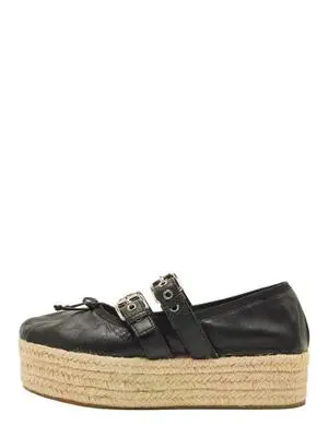 Miu Miu Buckled Platform Espadrilles - Black