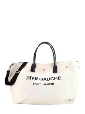Saint Laurent Rive Gauche Shopper Canvas Maxi Tote Bag - Neutrals